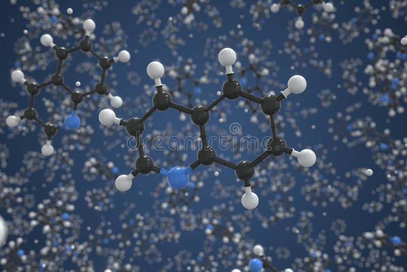Quinoline Molecule, Scientific Molecular Model, 3d Rendering Stock ...