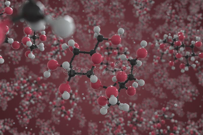 Sugar Molecule, Ball-and-stick Molecular Model. Chemical 3d Rendering ...
