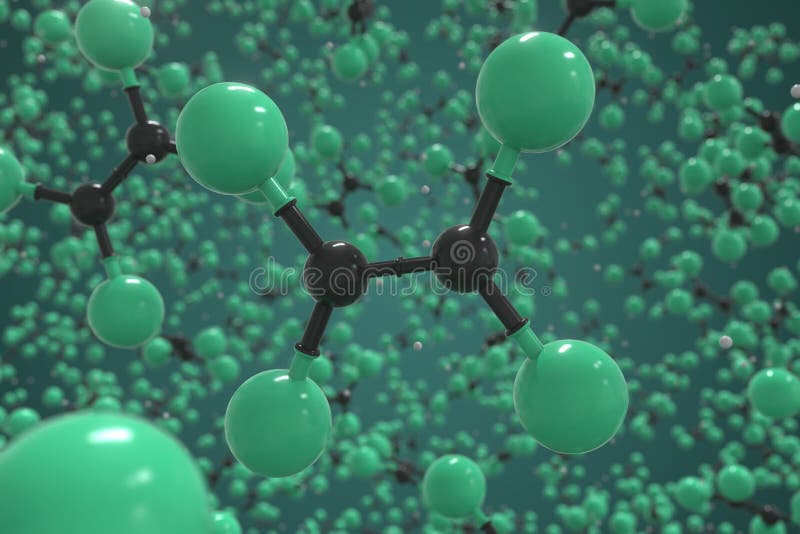 Tetrachloroethylene 3D Molecule Illustration. Stock Illustration ...