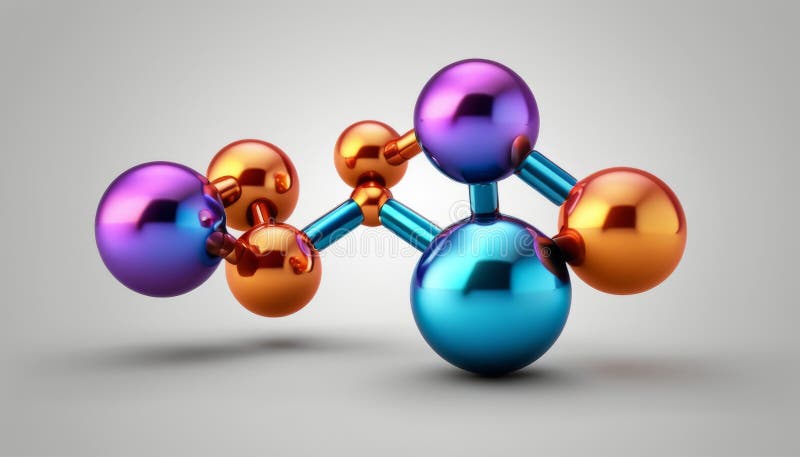 A Molecule Made of Gold, Blue and Purple Balls Stock Illustration ...