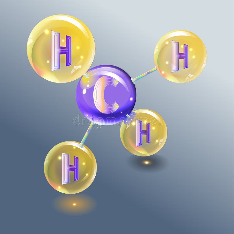 Methane Molecule, with Transparent Balls of Atoms Stock Illustration ...