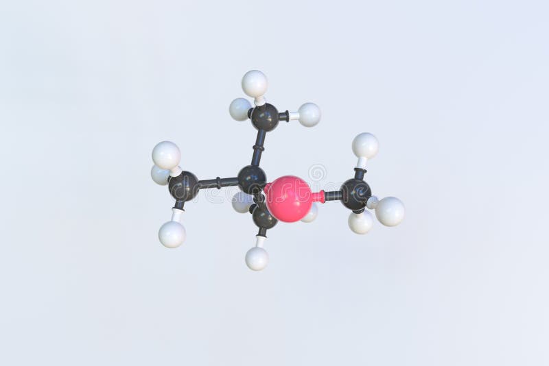 Molecule of Methyl Tert-butyl Ether, Isolated Molecular Model. 3D ...