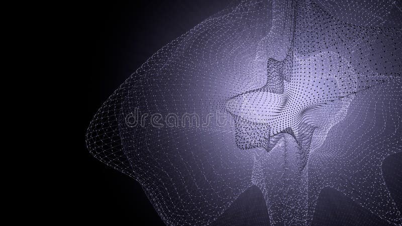 Molecule Model with Connected Lines with Dots on Dark Background ...