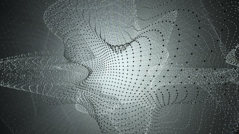 Molecule Model with Connected Lines with Dots on Dark Background ...