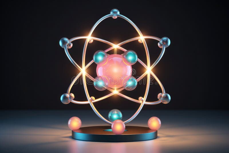 Molecule Model with Electrons and Atom. Generative AI Stock Photo ...