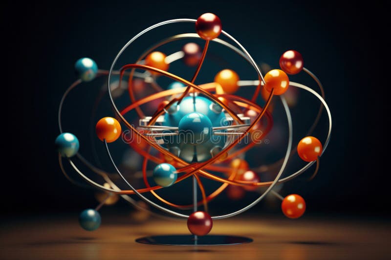 Molecule Model with Electrons and Atom. Generative AI Stock Photo ...