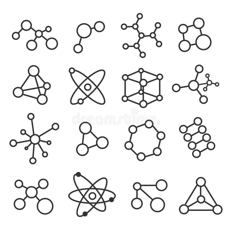 Molecule model line set stock vector. Illustration of science - 99234140