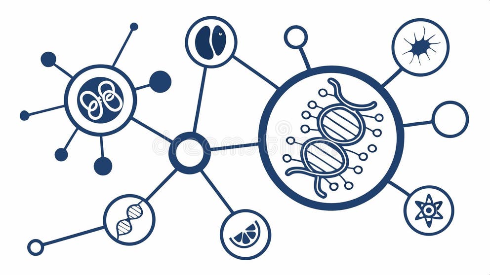 Molecule Network with DNA, Atom, and Connections Vector Design ...