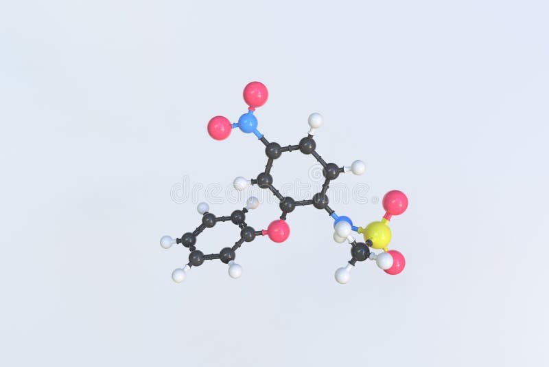 Molecule of Nimesulide, Isolated Molecular Model. 3D Rendering Stock ...