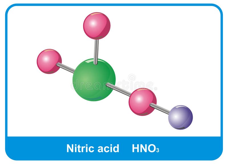 Molecule of Nitric acid stock illustration. Illustration of magenta ...