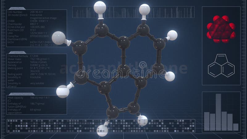 Molecule of Acenaphthylene with Infographics on the Computer Monitor ...