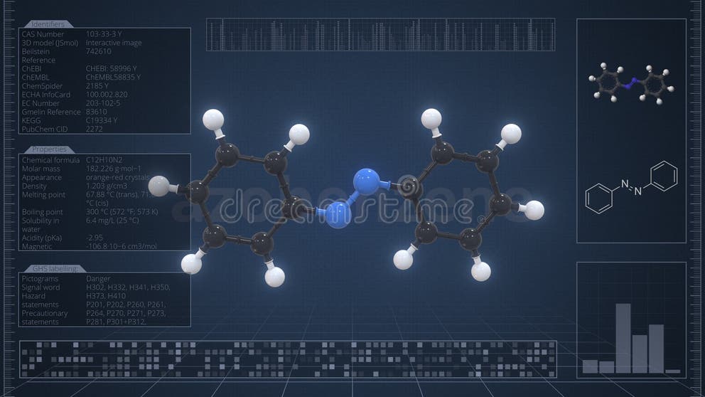 Overview of the Molecule of Azobenzene on the Computer Screen. 3d ...