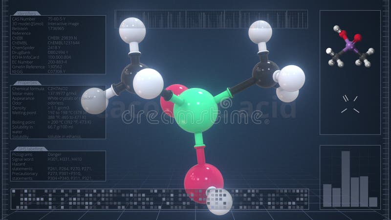 Overview of the Molecule of Cacodylic Acid on the Computer Screen. 3d ...