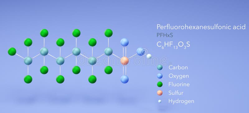 Molecule Perfluorohexanesulfonic Acid, Molecular Structures, PFHxS 3d ...