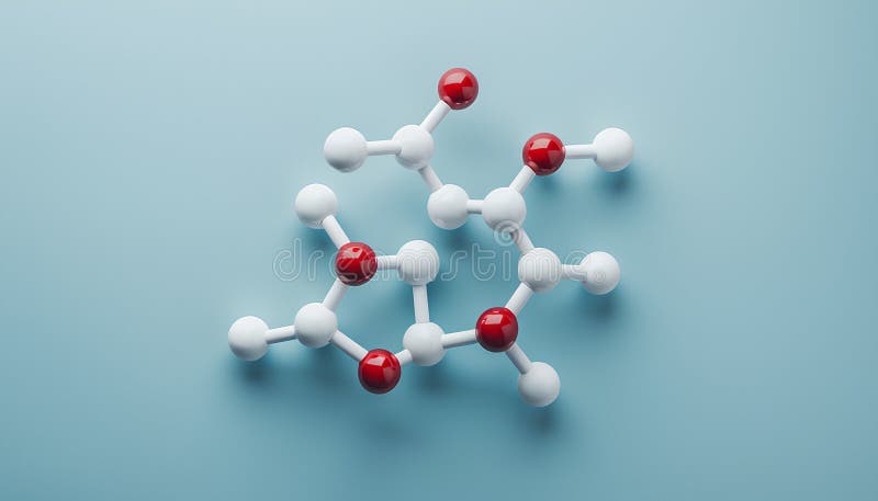 Molecule of Phenylalanine on Light Blue Background, Top View. Chemical ...