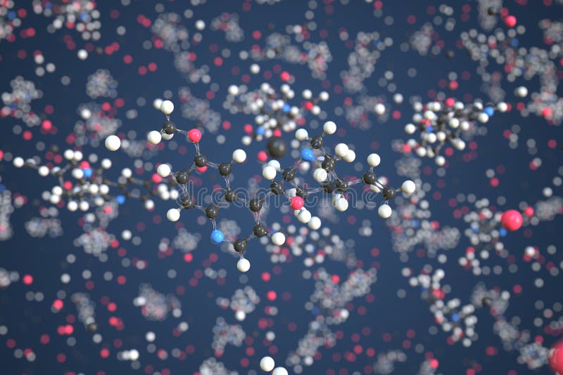 Molecule of Quinine. Molecular Model, Conceptual 3d Rendering Stock ...