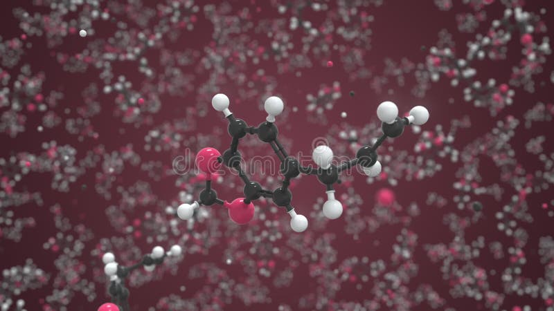 Molecule of Safrole, Isolated Molecular Model. Looping 3D Animation or ...