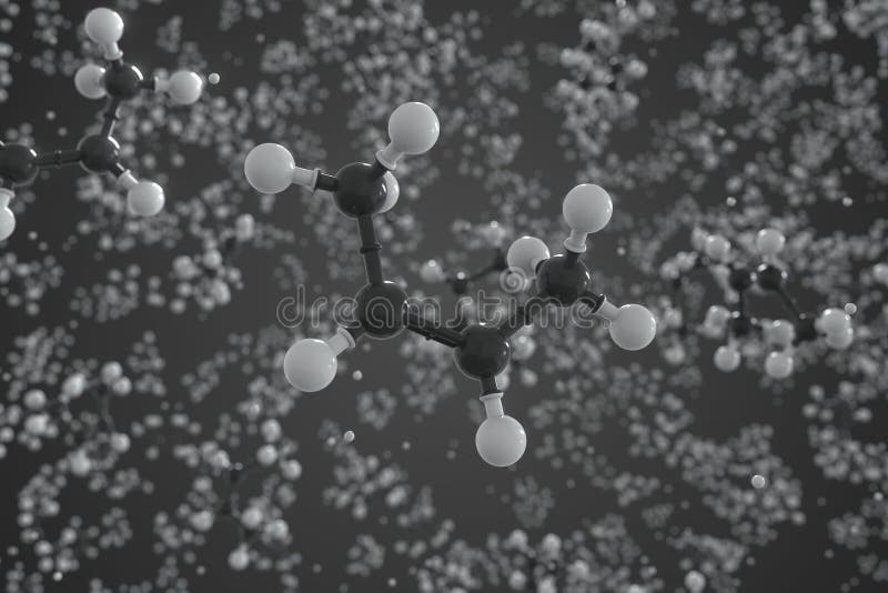 Cis-2-butene Molecule with Description on the Computer Screen, 3d ...