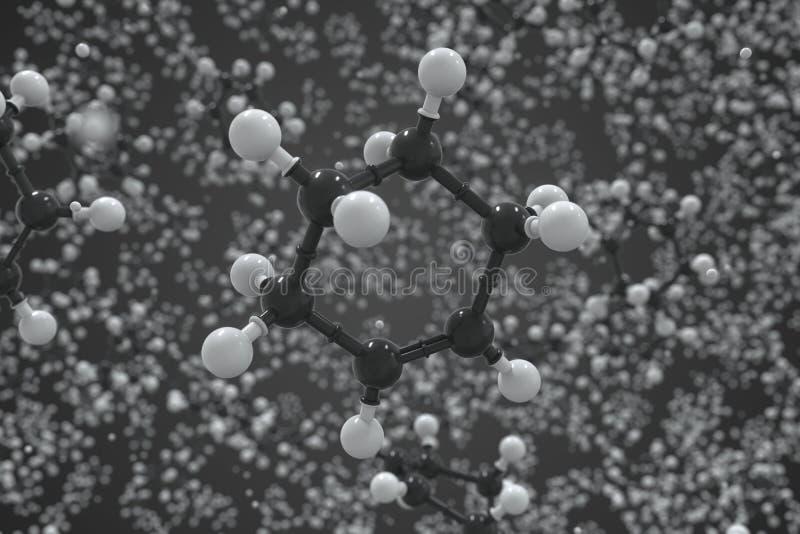 Cyclohexene Molecule, Scientific Molecular Model, 3d Rendering Stock ...