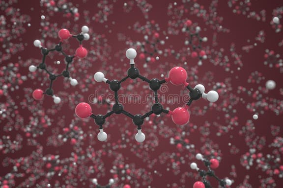Molecule of Piperonal, Ball-and-stick Molecular Model. Scientific 3d ...