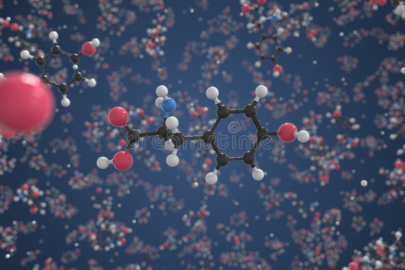 Molecule of Tyrosine, Ball-and-stick Molecular Model. Scientific 3d ...