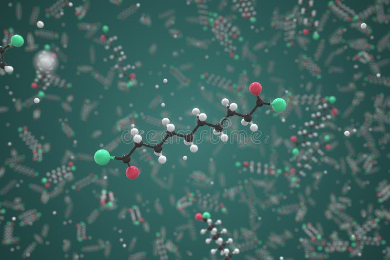 Sebacoyl Chloride Molecule Made with Balls, Conceptual Molecular Model ...