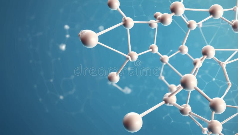 A Molecule is Shown in a Blue Background Stock Illustration ...