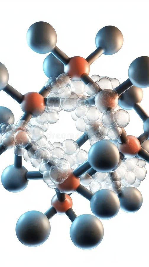 A Molecule is Shown in a 3D Image with a Blue and Red Sphere Stock ...