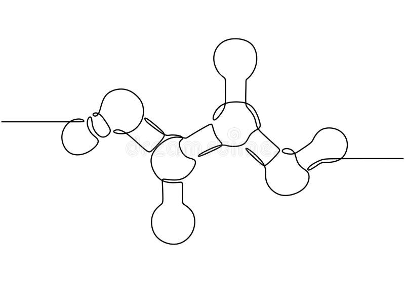 Molecule Structure Continuous Line Drawing. Minimalist Healthcare ...