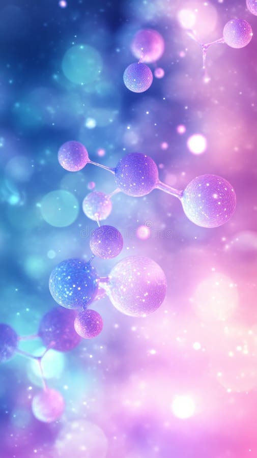 Molecule Structure in Glowing Abstract Purple and Blue Tones Stock ...