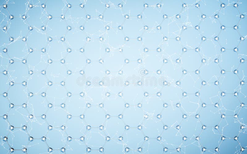 Molecule Structure with Hexagonal Shape, 3d Rendering Stock Illustration - Illustration of node ...