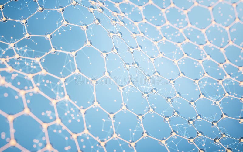 Molecule Structure with Hexagonal Shape, 3d Rendering Stock Illustration - Illustration of ...