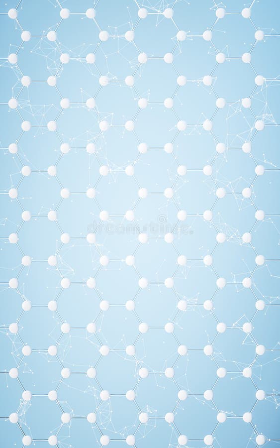 Molecule Structure with Hexagonal Shape, 3d Rendering Stock ...