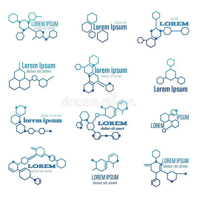 Molecule Structure Logo or Biology Model Sign Vector Set Stock Vector ...