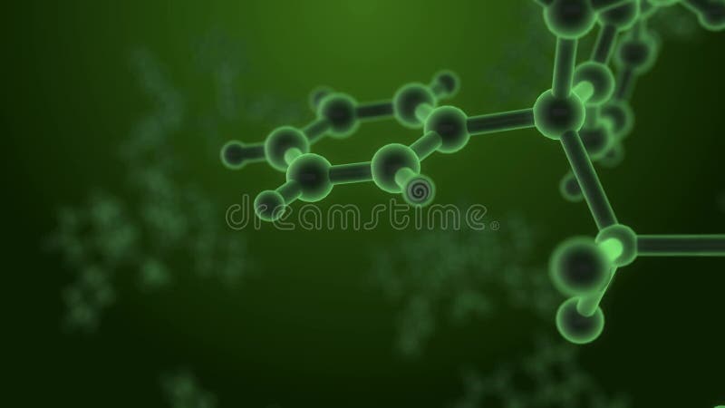 Molecule Structure Under Microscope, Floating in Fluid with Green ...
