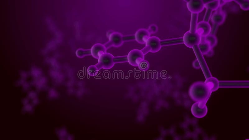 Molecule Structure Under Microscope, Floating in Fluid with Purple ...