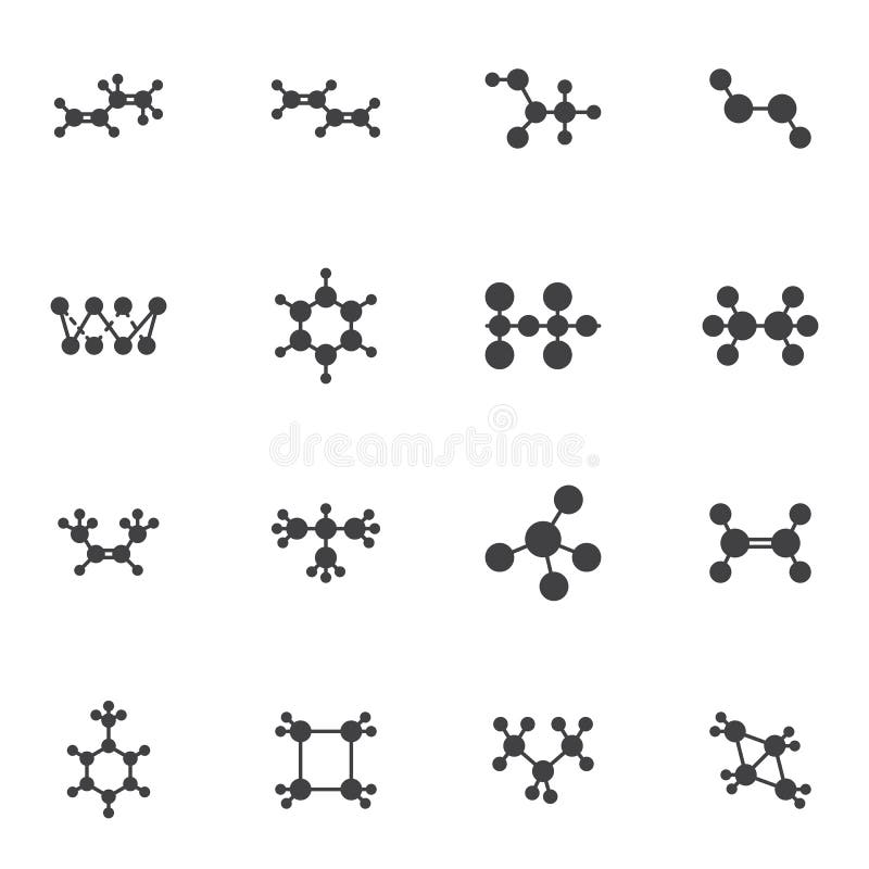 Molecule Structure Vector Icons Set Stock Illustration - Illustration ...