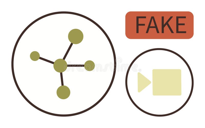 Network Diagram, Digital Media Icon, and FAKE Sign Highlighting ...