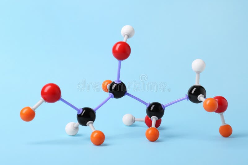 Molecule of Sugar on Light Blue Background. Chemical Model Stock Photo ...