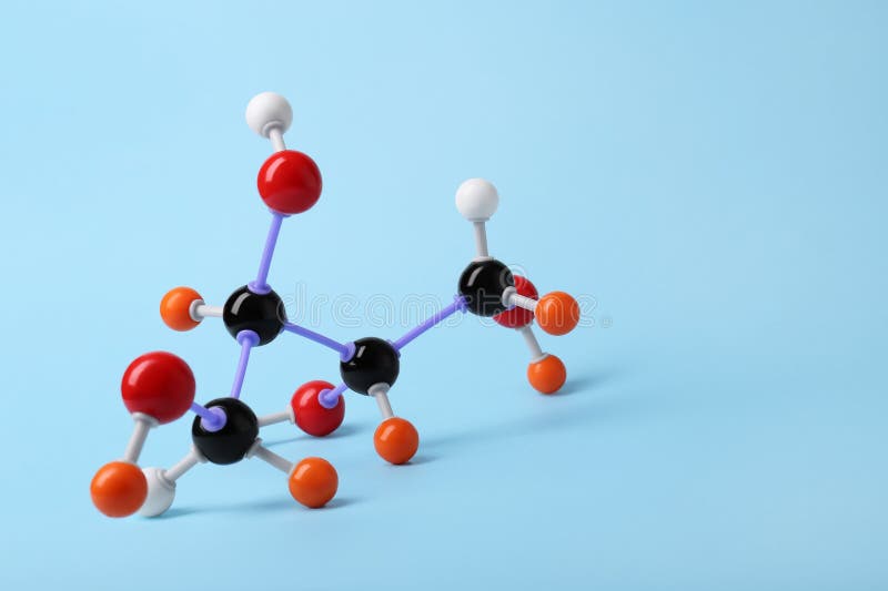 Molecule of Sugar on Light Blue Background, Space for Text. Chemical ...
