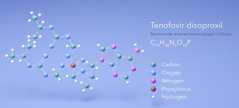 Molecule Tenofovir Disoproxil, Molecular Structures, Viread 3d Model ...