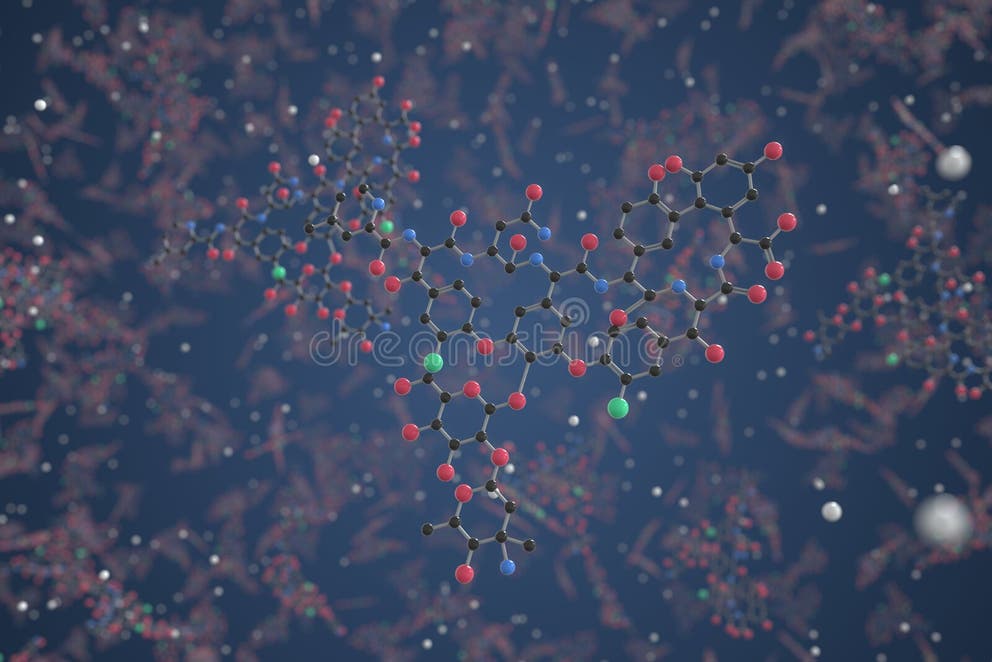Molecule of Vancomycin. Molecular Model, Science Related 3d Rendering ...