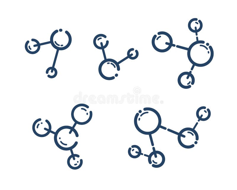 Molecule Vector Linear Icons Set, Science Chemistry and Physics Line ...