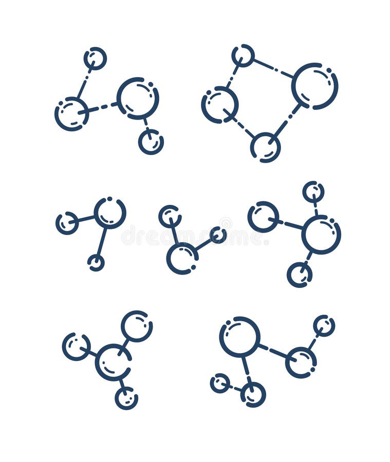 Molecule Vector Linear Icons Set, Science Chemistry. Stock Vector ...