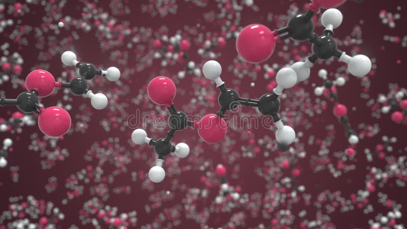 Molecule of Vinyl Acetate, Isolated Molecular Model. Looping 3D ...