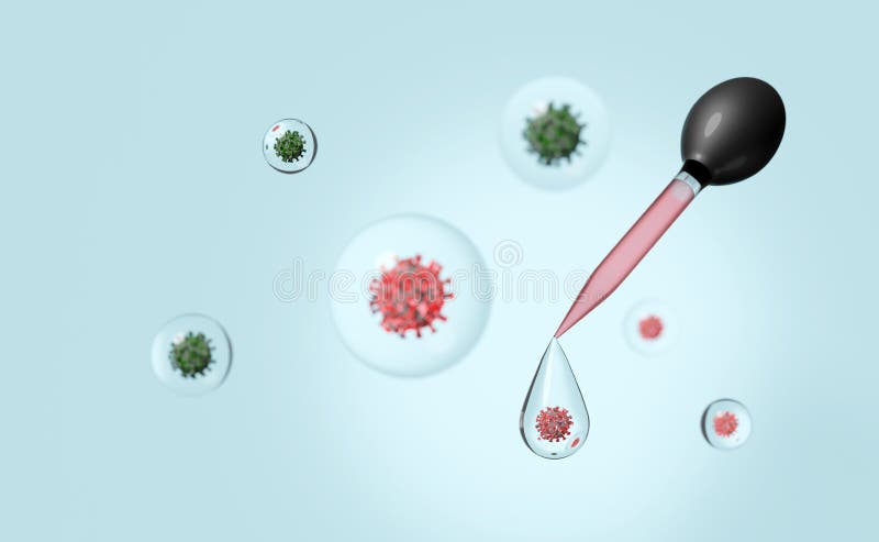 Molecule Virus in Liquid with Glass Dropper, 3d Render Illustration ...