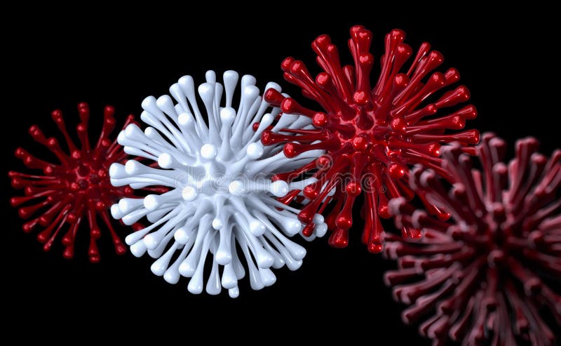 Molecule Virus. Realistic 3D Rendering of Virus in Red and White Colors ...