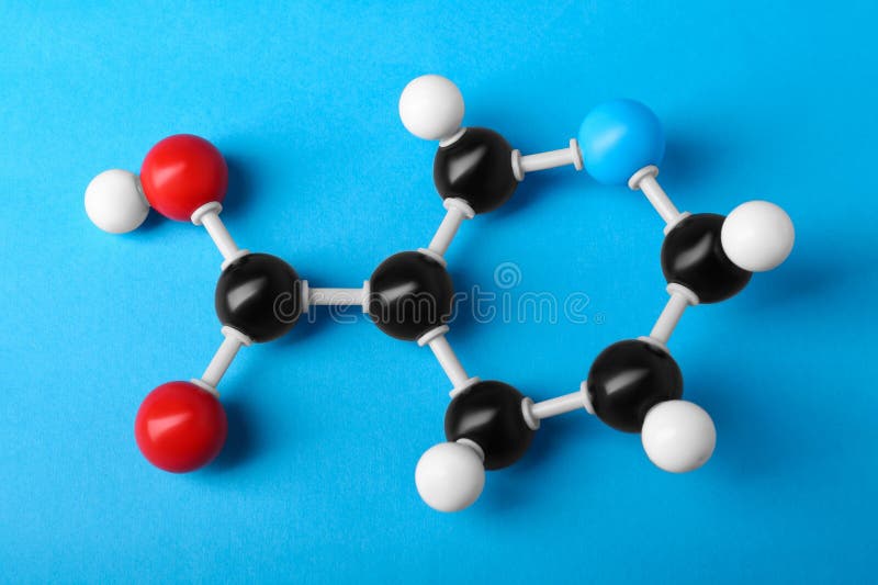 Molecule of Vitamin B3 on Light Blue Background, Above View. Chemical ...