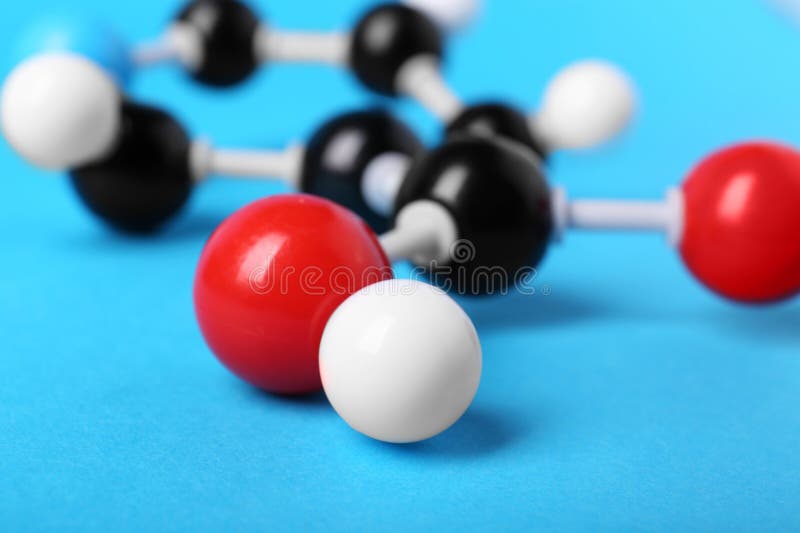 Molecule of Vitamin B3 on Light Blue Background, Closeup. Chemical ...