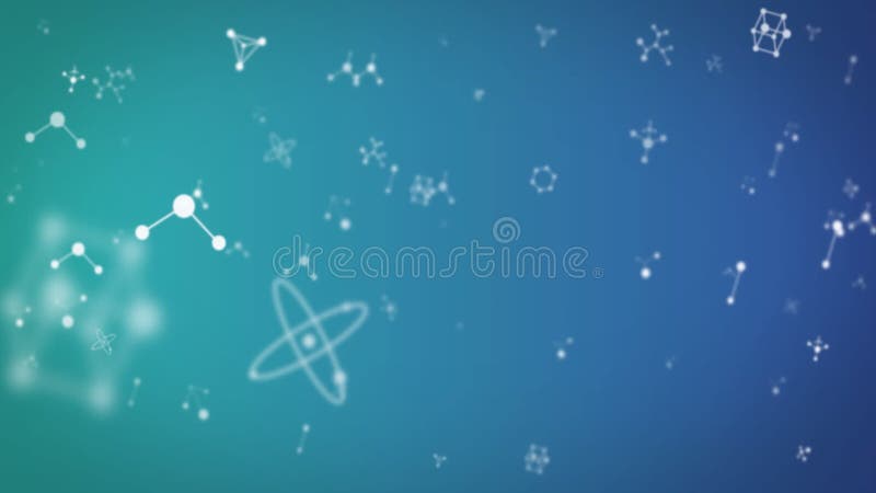 Molecules and Atomic Structures Animation Over Blue and Green Gradient ...